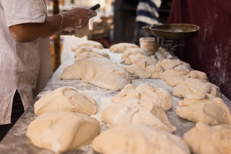 Yeast Dough on Baking Table. Cooking Process Stock Image - Image of ...