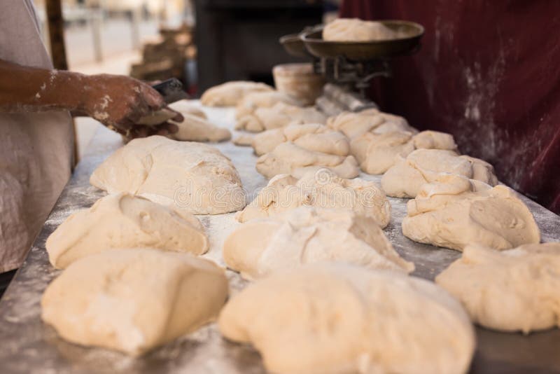 Mass of Yeast Dough in the Bakery Stock Image - Image of homemade ...