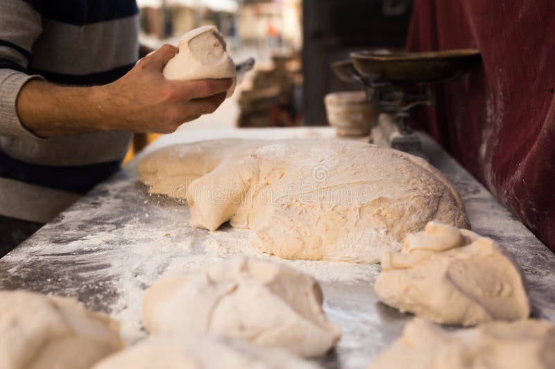 Mass of Yeast Dough in the Bakery Stock Photo - Image of baker, loaves ...