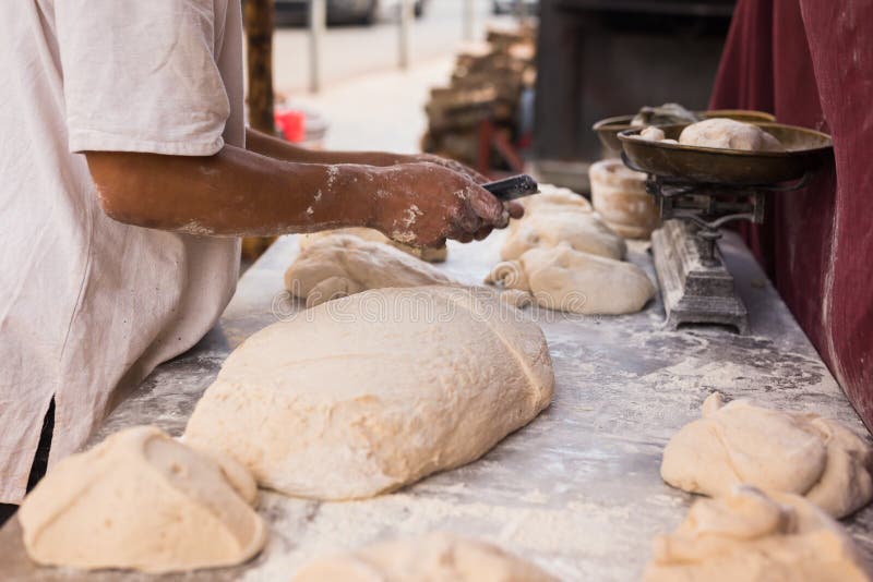 Yeast Dough on Baking Table. Cooking Process Stock Image - Image of ...