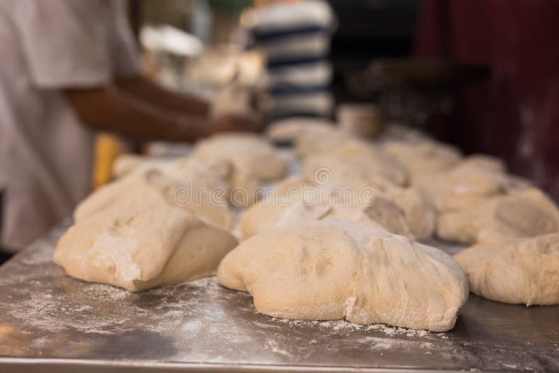 Yeast Dough on Baking Table. Cooking Process Stock Photo - Image of ...