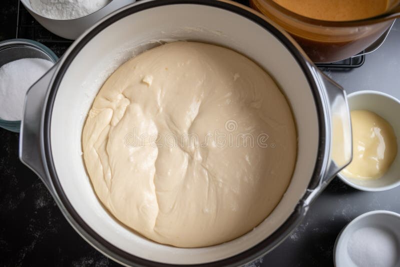 Yeast Dough Rising in a Covered Bowl Stock Illustration - Illustration ...