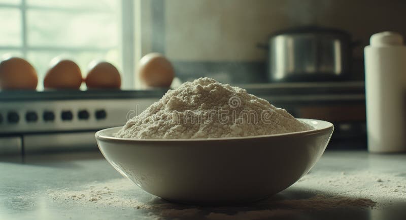 Yeast and Flour are Ready for Baking at a Cozy Kitchen Counter Stock ...