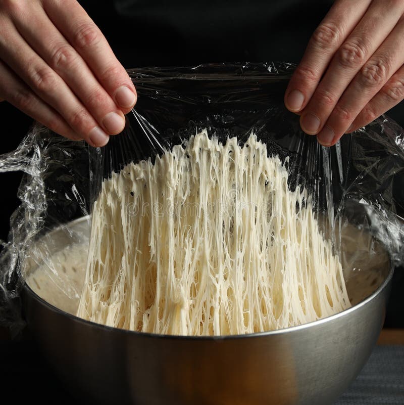 Yeast Sourdough with Air Bubbles, Close-up. Fermented Bread Dough Stock ...