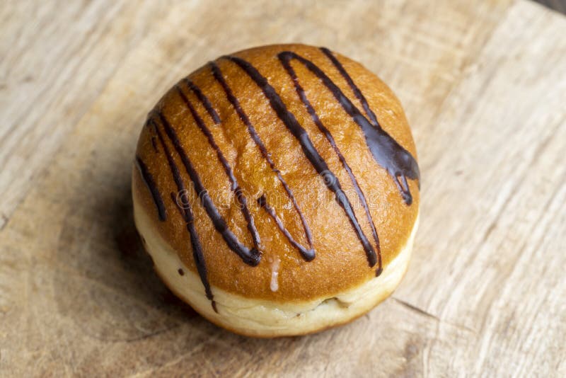 Yeast Sweet Donuts with Chocolate Filling Stock Photo - Image of ...
