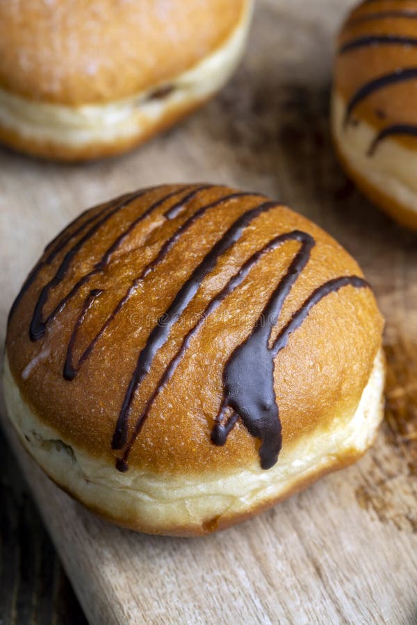 Yeast Sweet Donuts with Chocolate Filling Stock Image - Image of donut ...