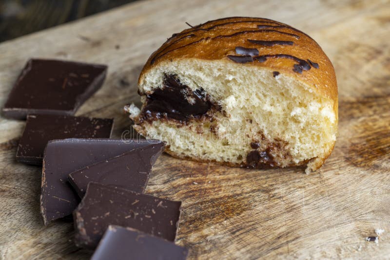 Yeast Sweet Donuts with Chocolate Filling Stock Image - Image of ...