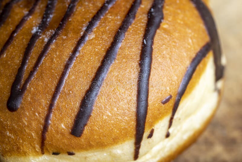 Yeast Sweet Donuts with Chocolate Filling Stock Photo - Image of filled ...