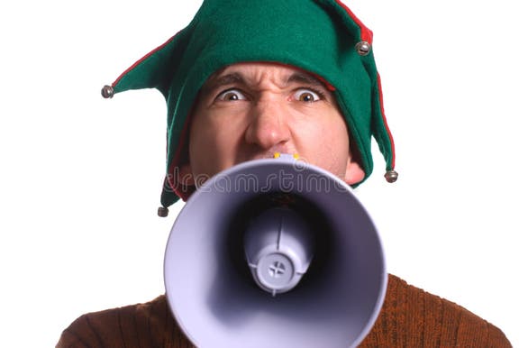 Yelling Elf stock photo. Image of blowhorn, emotion, ecstatic - 11846348