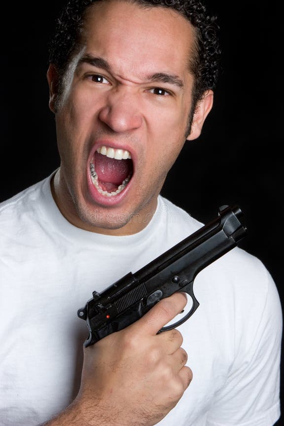 Yelling Gun Man stock photo. Image of person, male, facial - 8742590
