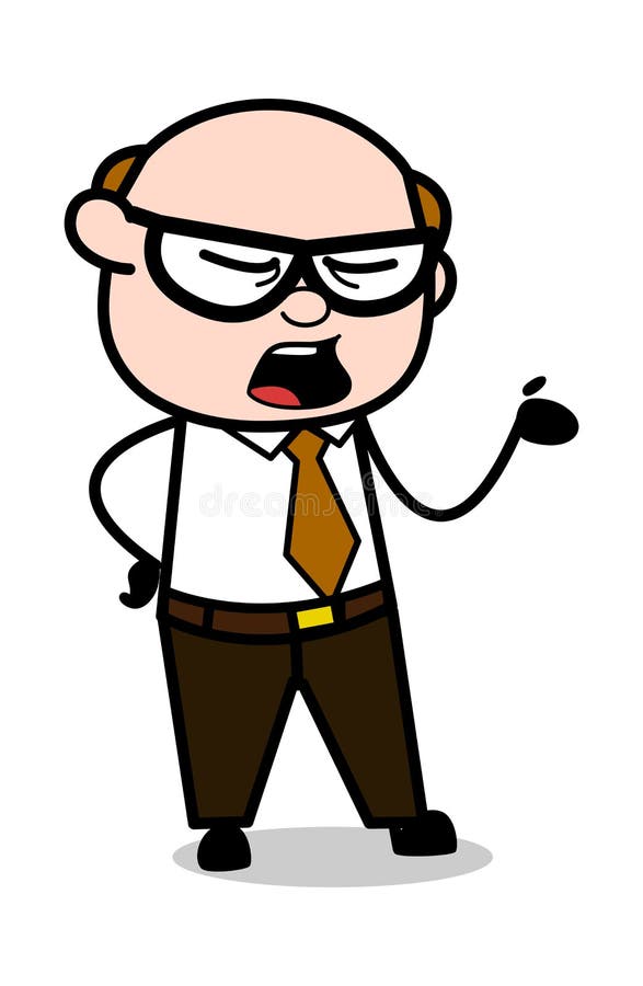 Yelling - Retro Cartoon Office Old Boss Man Vector Illustration Stock ...