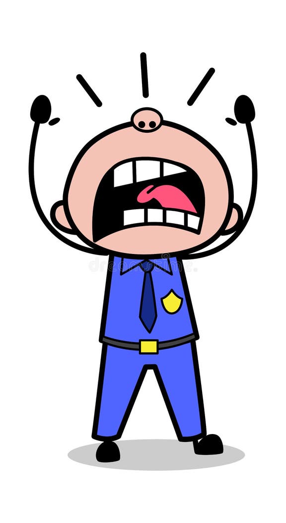 Yelling - Retro Cop Policeman Vector Illustration Stock Illustration ...