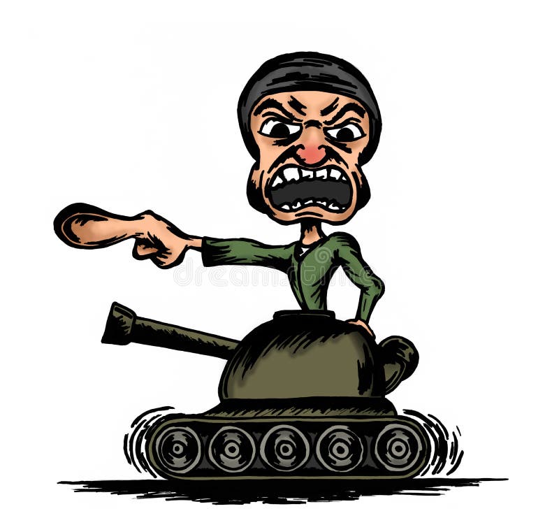 Yelling Soldier on the Tank Stock Illustration - Illustration of ...