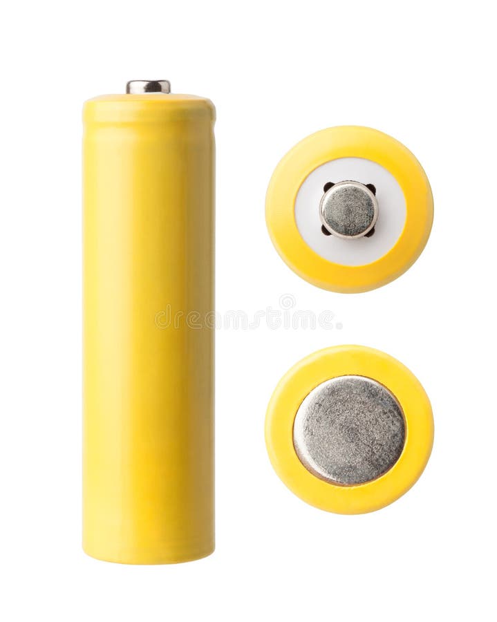 Yellow AA battery stock image. Image of rechargeable - 147689543