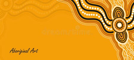Yellow Aboriginal Art Banner Design Stock Illustration - Illustration ...