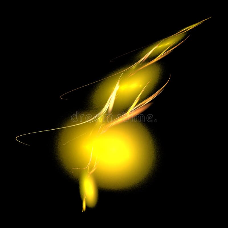 Yellow Abstract Element on Black Background, Digital Graphic ...