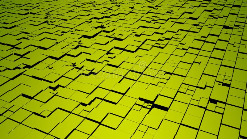 Yellow Abstraction with Moving Square Elements, Cool Light and Shadows ...