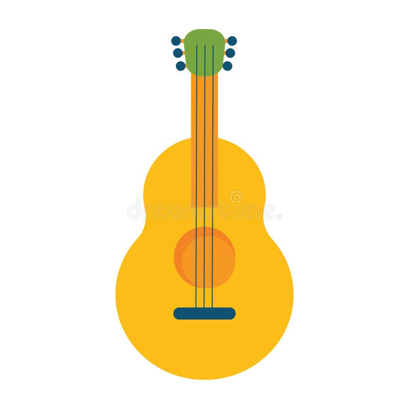 Yellow Acoustic Folk Guitar. Vector Stock Vector - Illustration of ...