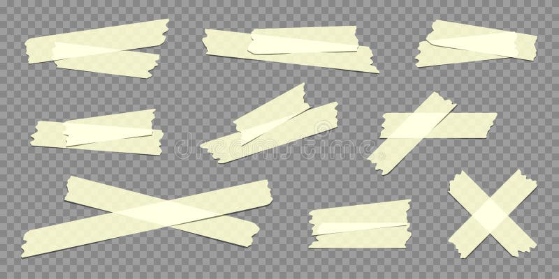 Yellow Adhesive, Sticky Tape Strips for Text on Gray Background. Vector ...