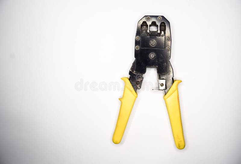 Yellow Adjustable Wire Stripper Isolated on a White Background ...