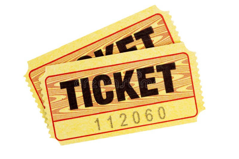 Yellow Ticket Isolated White Background Two Pair Stock Image - Image of ...