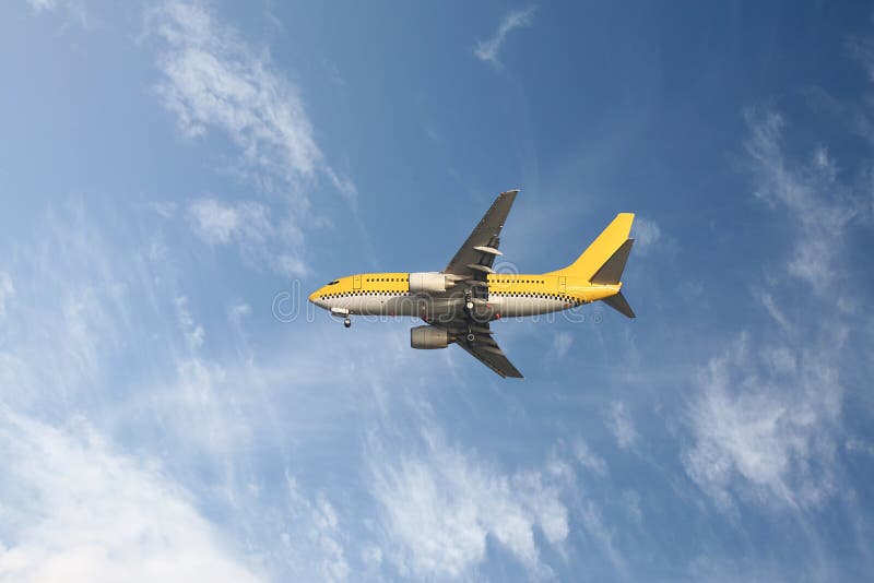 Yellow aeroplane stock image. Image of travel, distance - 1436269