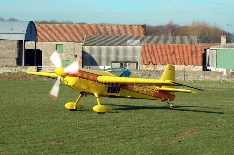 Yellow aeroplane stock image. Image of field, small, light - 22909565