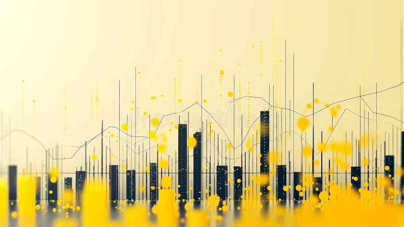 Yellow Aesthetic Background of Digital Data Chart Analytics. Business ...