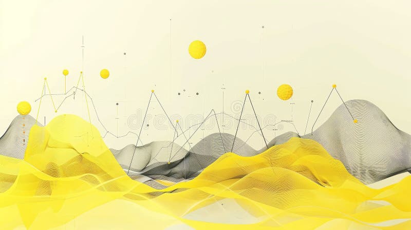 Yellow Aesthetic Background of Digital Data Chart Analytics. Business ...