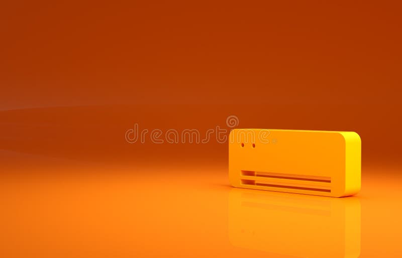 Yellow Air Conditioner Icon Isolated on Orange Background. Split System ...