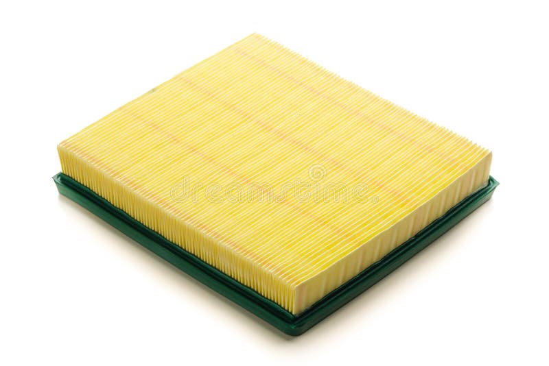 Yellow Air Filter for Car Engine, Isolated on White Stock Image - Image ...