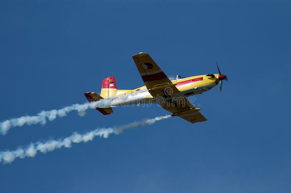 Yellow airplane stock image. Image of fighter, show, smoke - 1624217