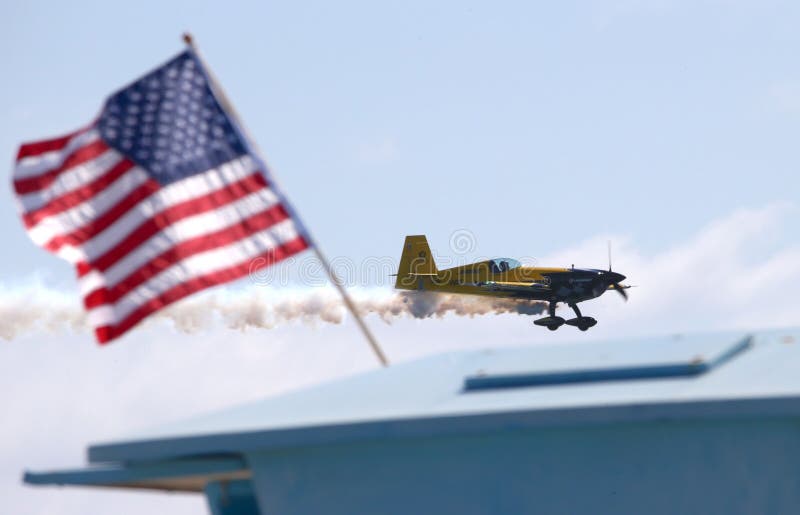 Yellow Airplane in a Flight at the Annual Pacific Airshow Event ...