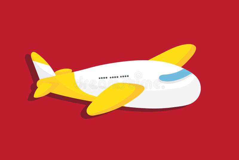 Yellow Airplane on Red Background Stock Vector - Illustration of vector ...