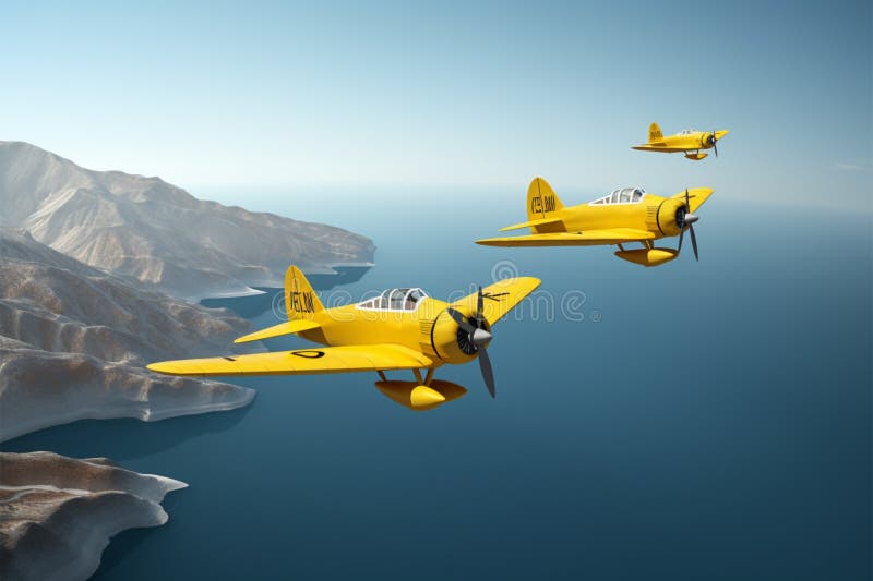 Yellow Airplane Spearheads White Squadron, United in Synchronized ...