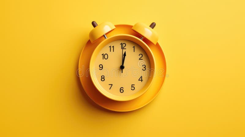 A Yellow Alarm Clock on a Yellow Background. Suitable for Time ...
