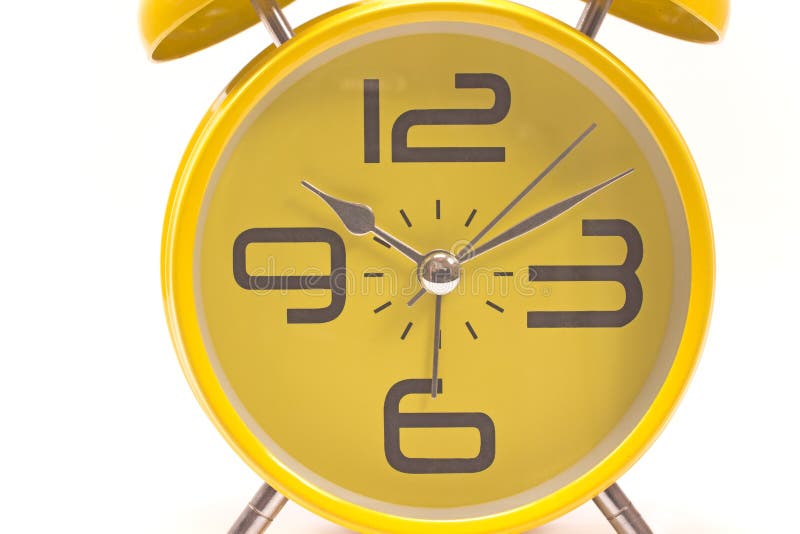 Yellow Alarm Clock Close Up Isolated Stock Image - Image of classic ...