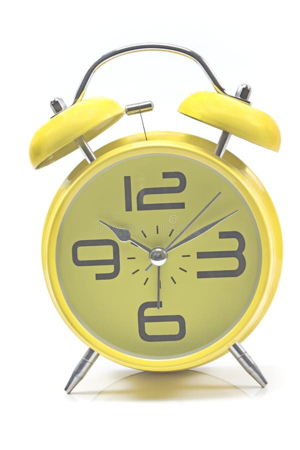 Yellow Alarm Clock Isolated Stock Photo - Image of sleep, minute: 85834546