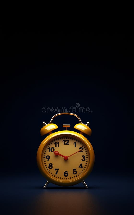 A Yellow Alarm Clock Showing the Hands at 3:00 and 6, Set To 3:00 Stock ...
