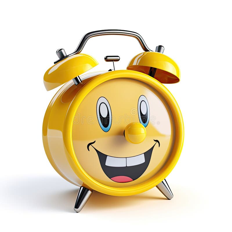 A Yellow Alarm Clock with a Smiling Face. Generative AI Image. Stock ...