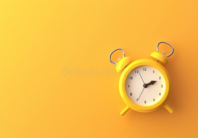 Yellow Alarm Clock on Solid Yellow Background with Copy Space Stock ...