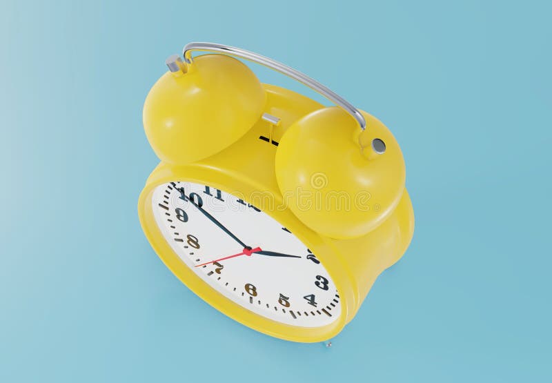 Yellow Alarm Clock. Top View Stock Illustration - Illustration of ...