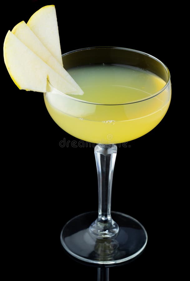 Yellow Alcohol Cocktail with Fruit Ice Crush and Carambola Slice Stock ...