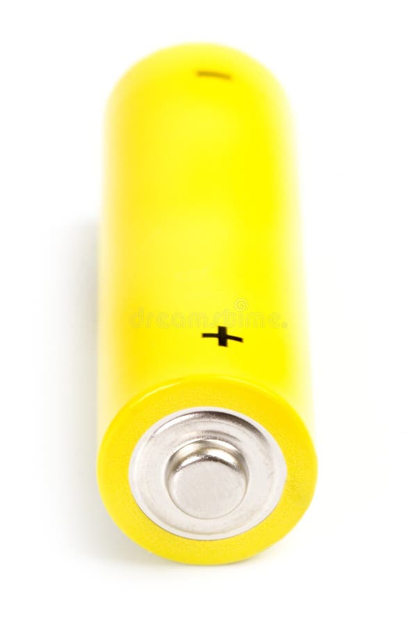 Yellow AA Alkaline Batteries on Blue Trendy Color of 2022 Background ...