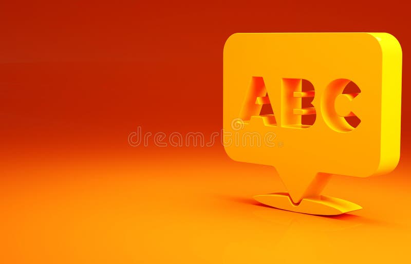 Yellow Alphabet Icon Isolated on Orange Background. Minimalism Concept ...