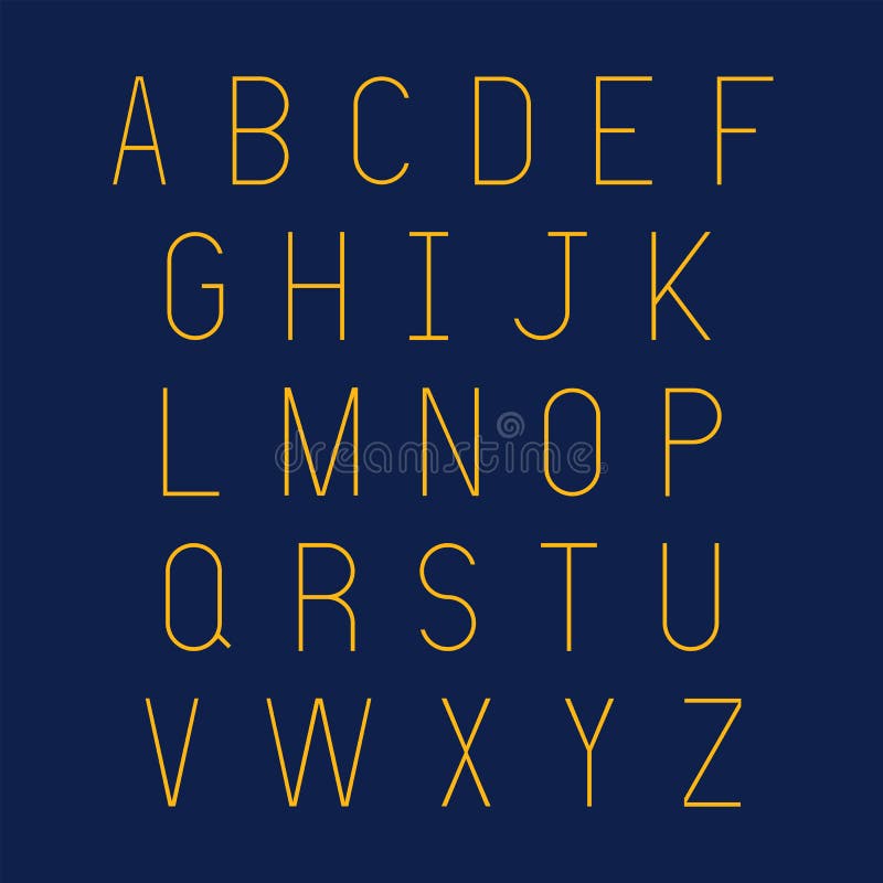 Yellow Alphabet Letters on Blue Background Stock Vector - Illustration ...