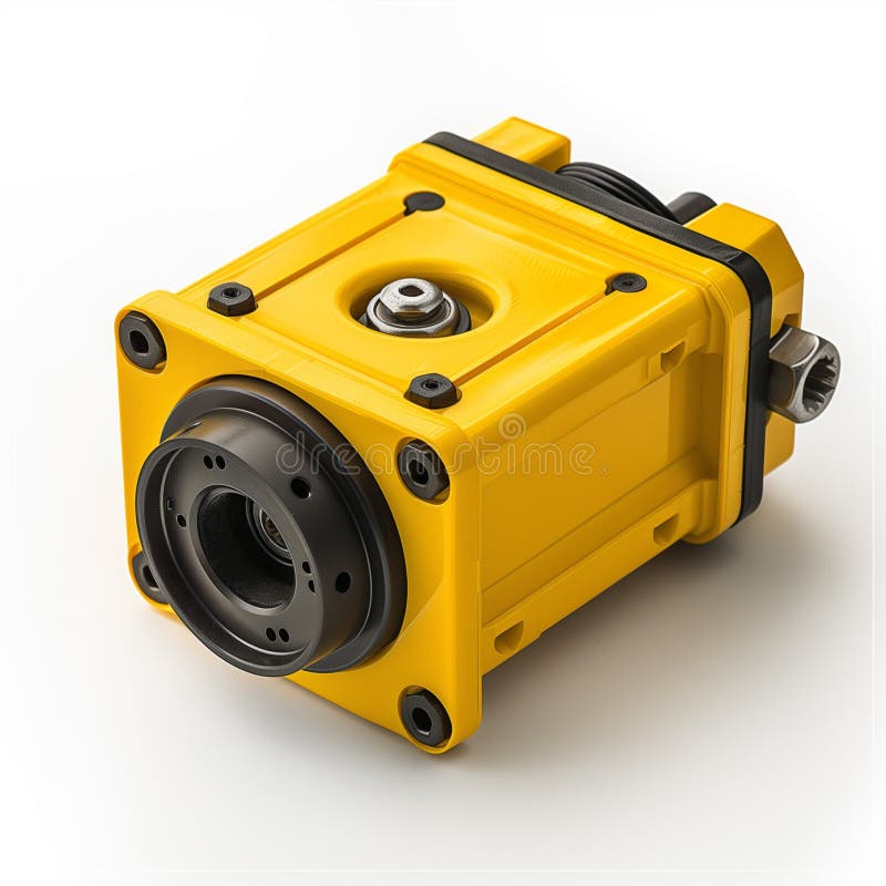 Yellow Aluminum Frame DC Motor on White Background Stock Illustration ...