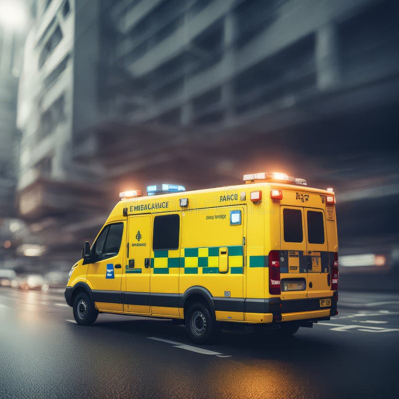 Ambulance on the Road in the City. AI Generated Stock Illustration ...