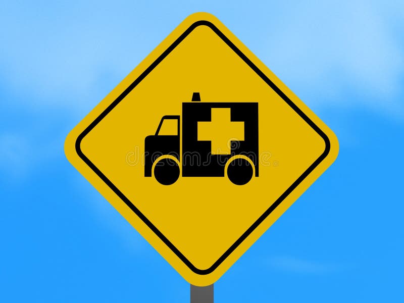 Yellow Ambulance Traffic Sign Stock Image - Image of transportation ...