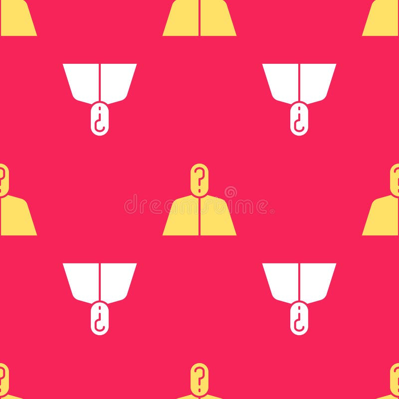 Yellow Anonymous Man with Question Mark Icon Isolated Seamless Pattern ...